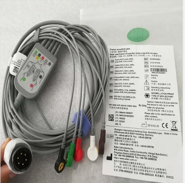 Original Edan Ecg cable 5 lead ,snap ,AHA EC05DAS061 ,6PIN